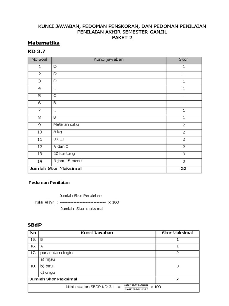 Soal Pas Kelas 3 Tema 3 Sesi 2 (Kunci Jawaban) | PDF