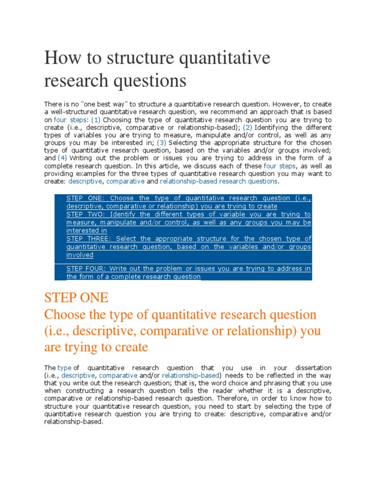 How To Structure Quantitative Research Questions | PDF | Categorical ...