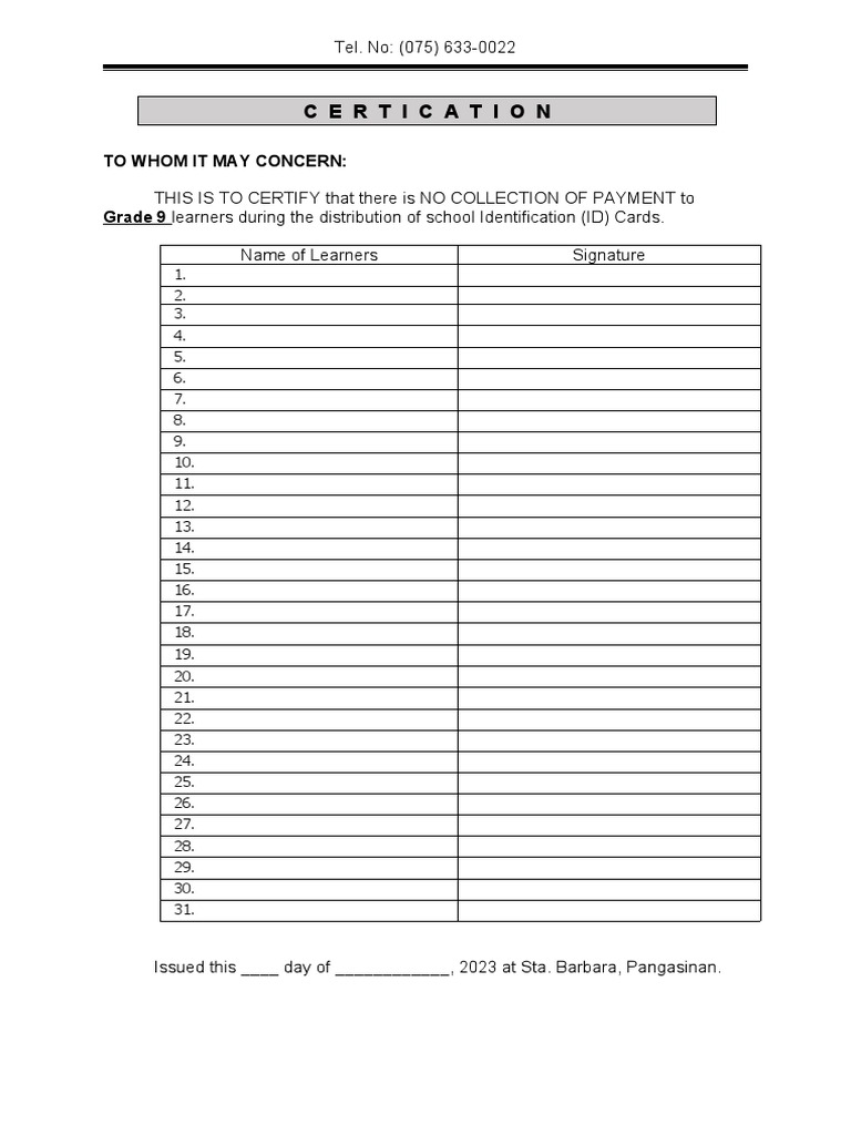 Certificate of No Collection | PDF