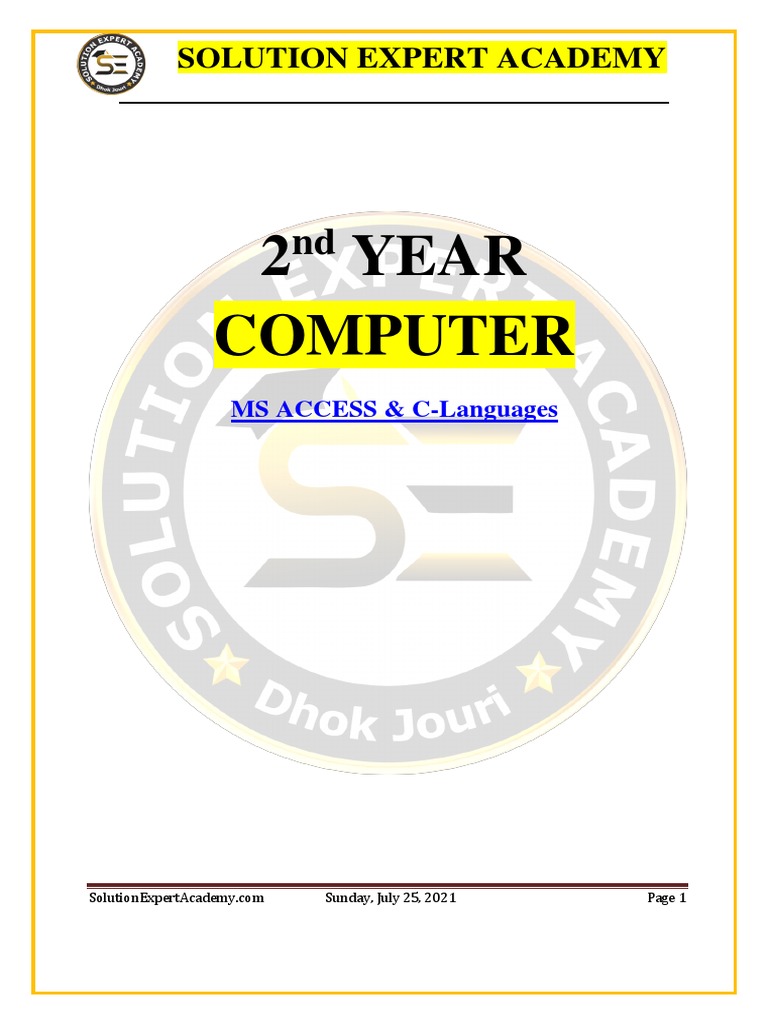 2nd Year Computer Question Chapter Wise 12th Class Part 2 by Solution Expert Academy | PDF ...