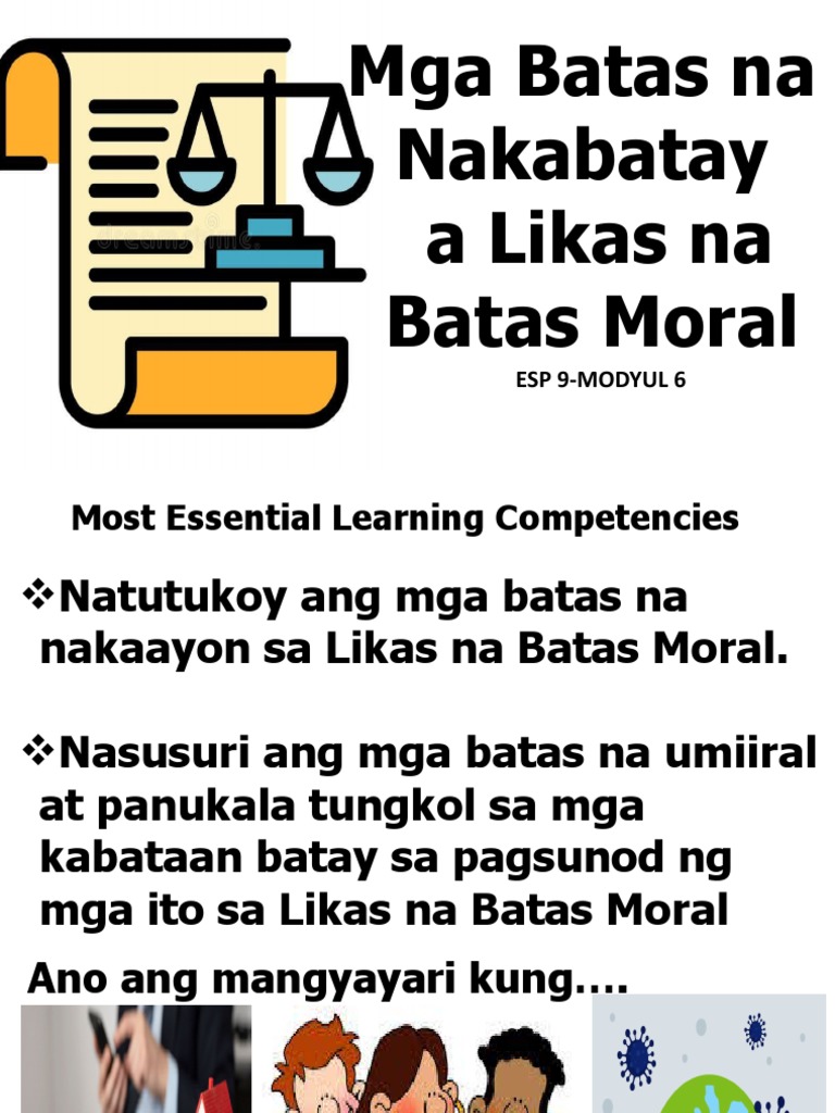 Esp Likas Na Batas Moral Poster Making Modyul 5 Mga Batas Na - Coronatodays