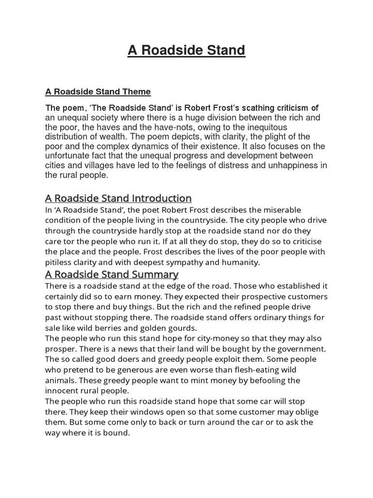 A Roadside Stand | PDF