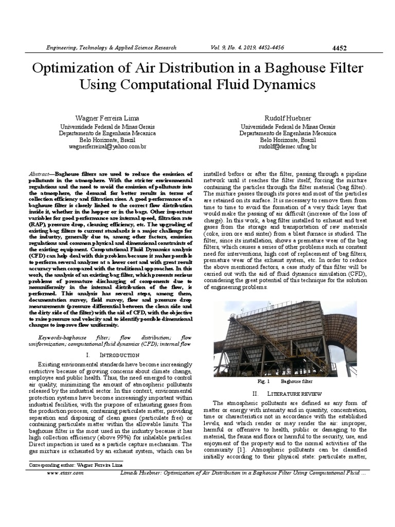 Optimization of Air Distribution in A Baghouse Filter Using Computational Fluid Dynamics | PDF ...