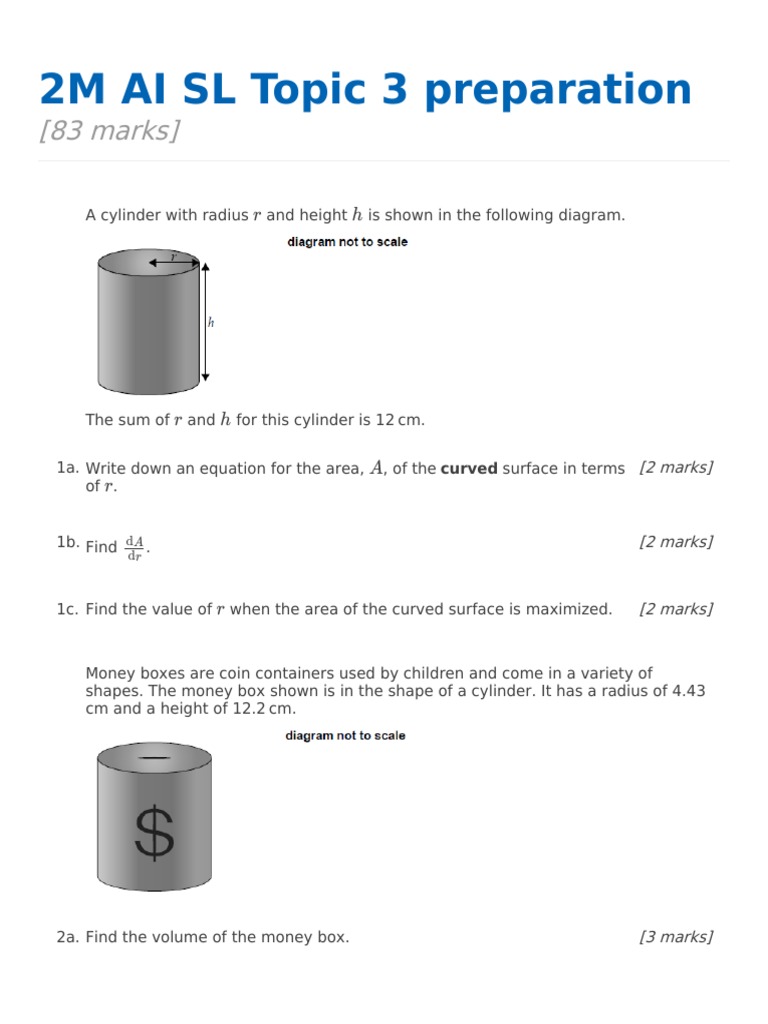 2M AI SL Topic 3 Preparation | PDF | Area | Geometry