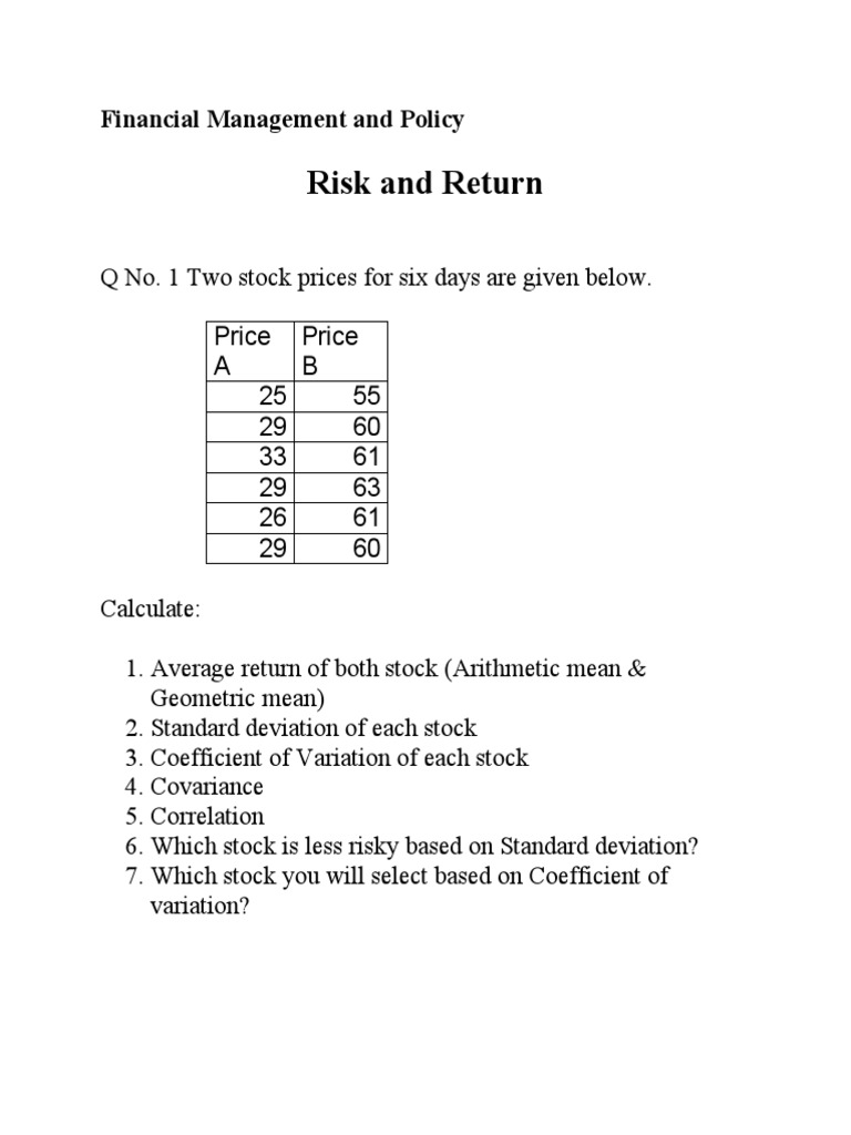 Lcture 3 and 4 Risk and Return | PDF | Beta (Finance) | Risk Premium