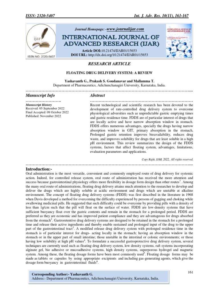 Floating Drug Delivery System: A Review | PDF | Tablet (Pharmacy ...
