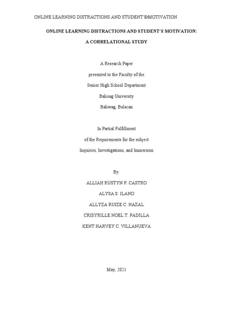 The Relationship Between Online Learning Distractions and Student ...