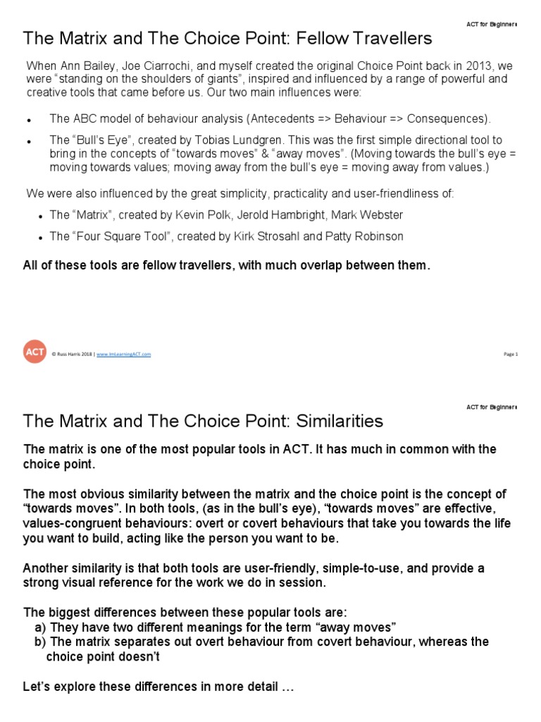 Matrix and Choice Point - Fellow Travellers With Important Differences ...