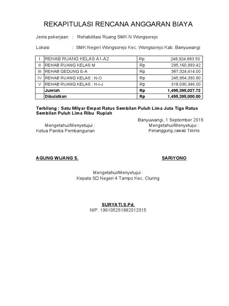Rab SMK Negeri Wongsorejo | PDF | Griya & Taman | Sains & Matematika