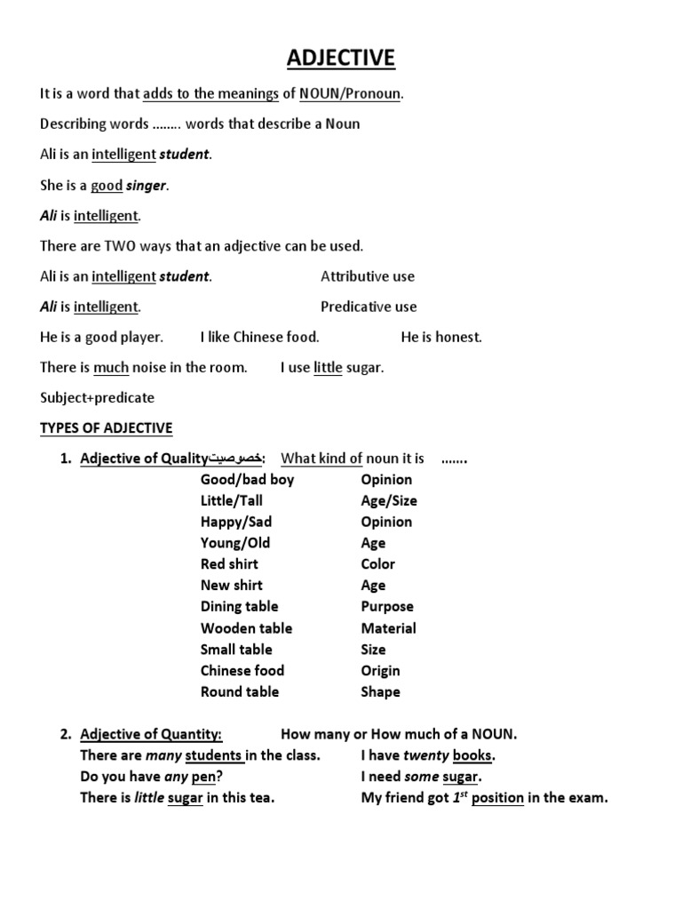 ADJECTIVE | PDF | Adjective | Noun