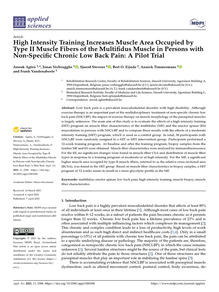HIT Increases Muscle Area Occupied by Type II Muscle Fibers | PDF ...