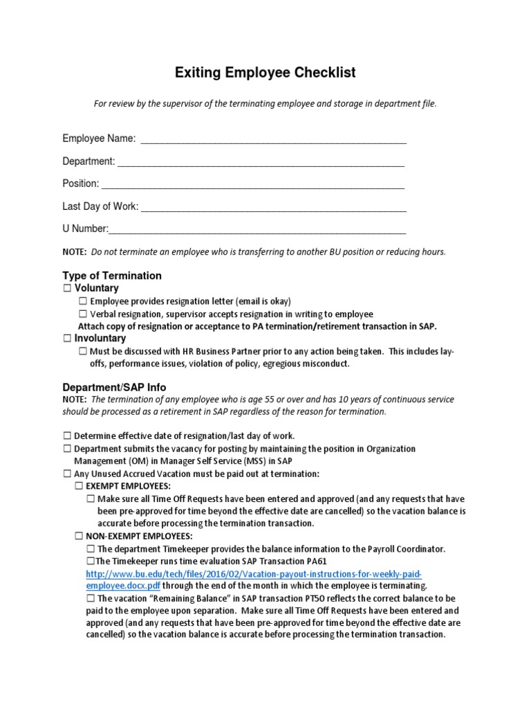 exiting_checklist | PDF | Computing