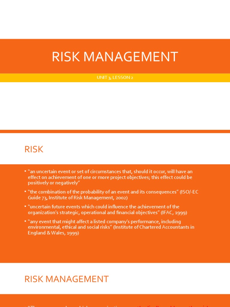 Unit 3 Risk Management Part 1 | PDF | Risk | Risk Management Unit 3 Risk Management Part 1 | PDF | Risk | Risk Management