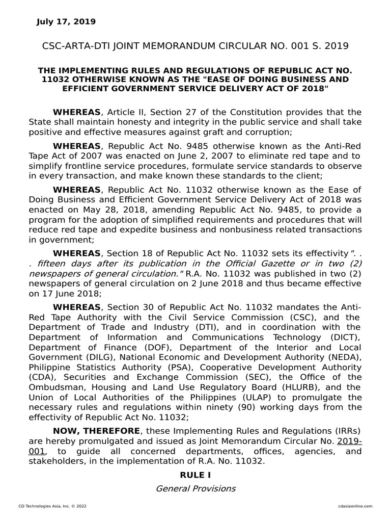 Ra 11032 Irr | PDF | Business | Government