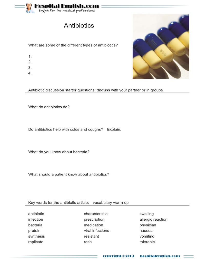 Antibiotics Worksheet | PDF
