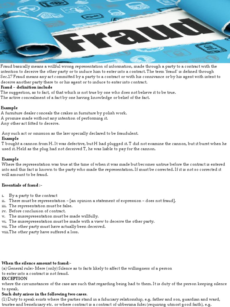 17 Fraud, Misrepresentation and Mistake | PDF | Misrepresentation | Fraud