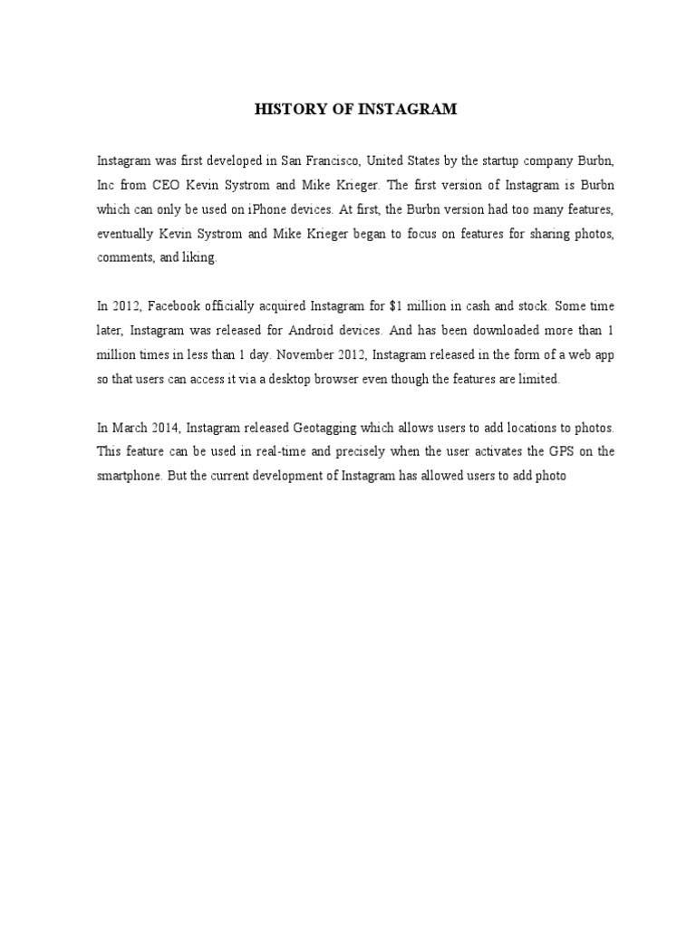 History of Instagram | PDF