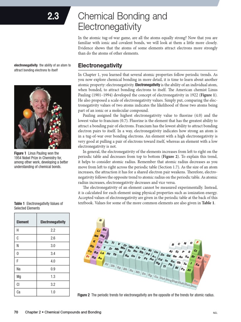 Electronegativity and Chemical Bonding | PDF | Chemical Bond | Chemical ...