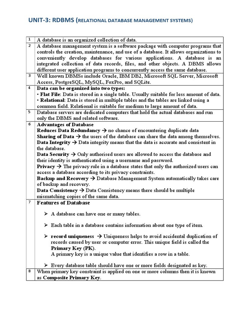 RDBMS | PDF