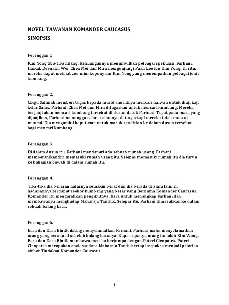 Novel Tawanan Komander Caucasus Sinopsis | PDF | Fiksi Umum