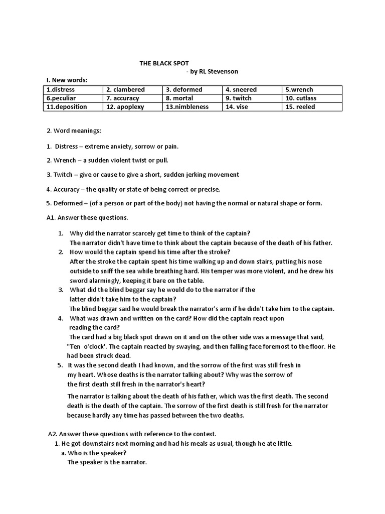 The Black Spot - Notes | PDF
