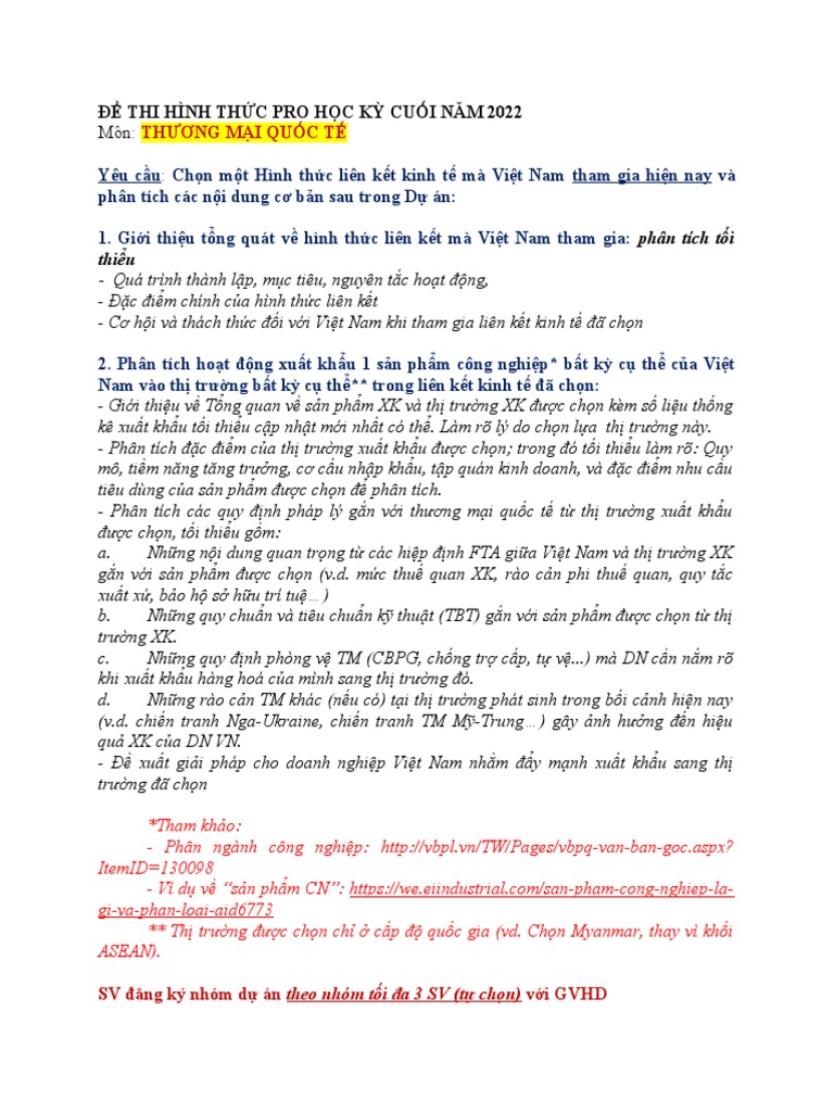 (TMQT) ĐỀ THI HÌNH THỨC PRO HỌC KỲ CUỐI 2022 (Final) | PDF