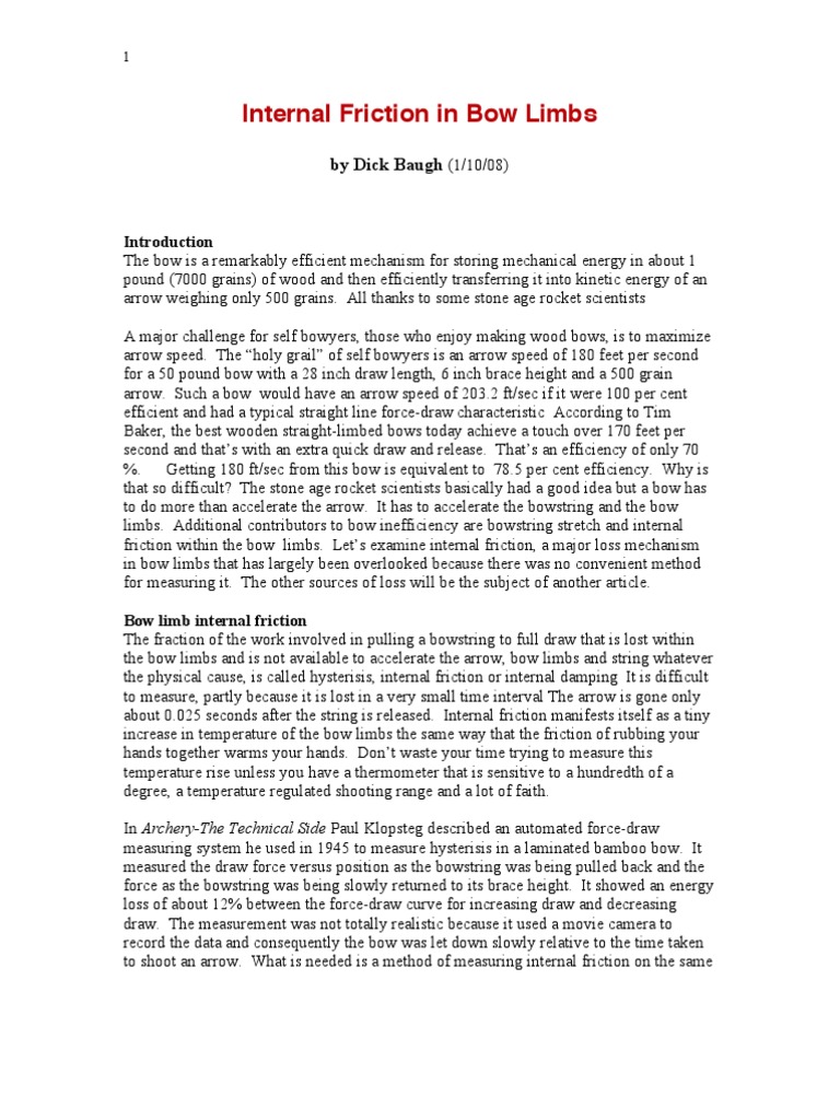 Measuring Internal Friction in Bow Limbs | PDF | Bow And Arrow | Physics