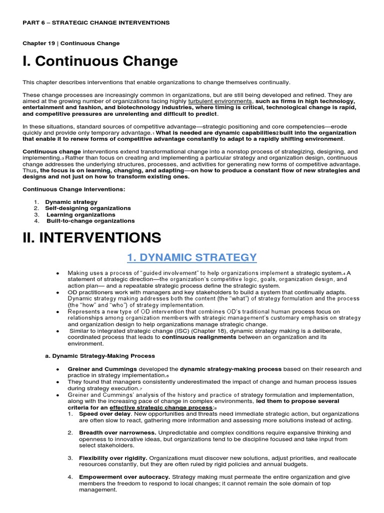 Chapter 19 - Continous Change | Download Free PDF | Strategic ...