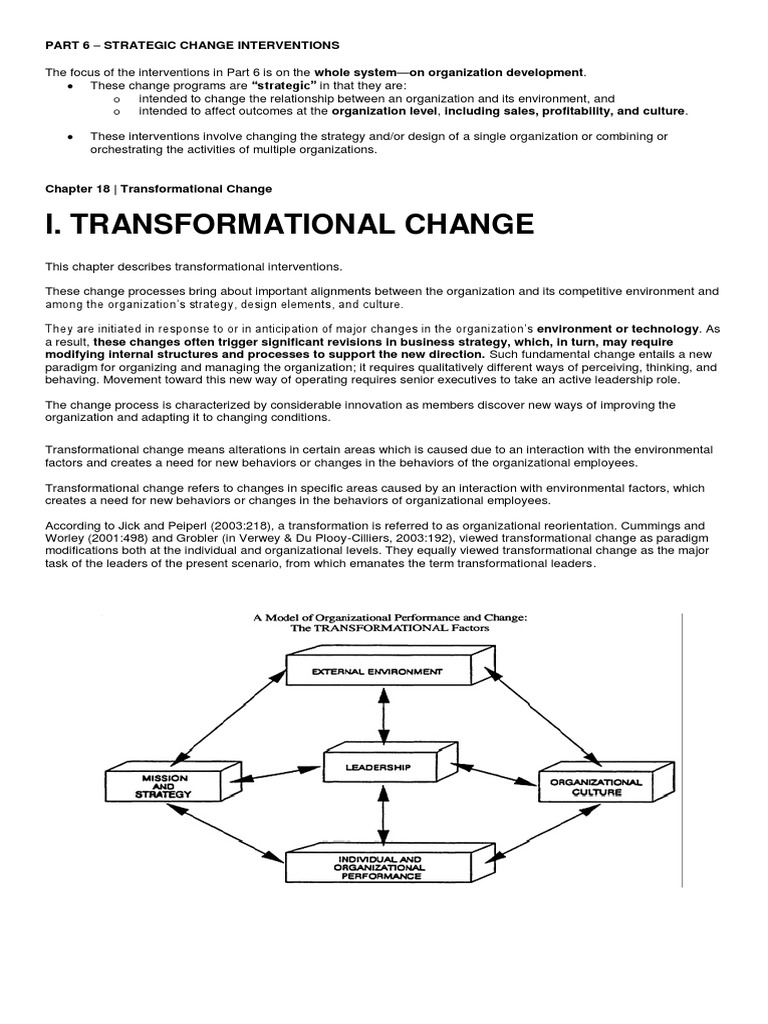 Transformational Change in Organizations | PDF | Leadership | Strategic ...