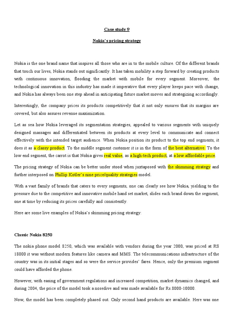 Case Study 9 | PDF | Nokia | Pricing