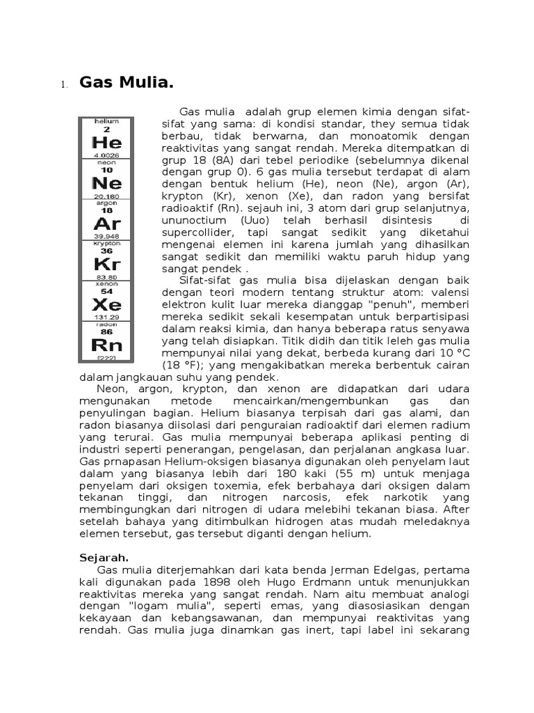 Makalah Kimia Gas Mulia | PDF