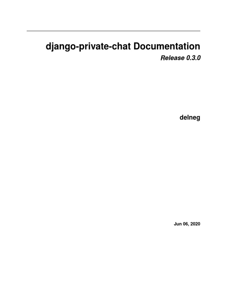 Django-Private-Chat Documentation: Release 0.3.0 | PDF | Transport Layer Security | Online And ...