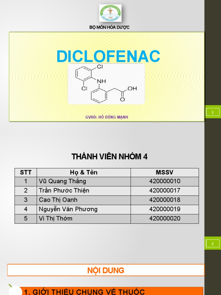 TIỂU LUẬN HÓA DƯỢC - DICLOFENAC | PDF