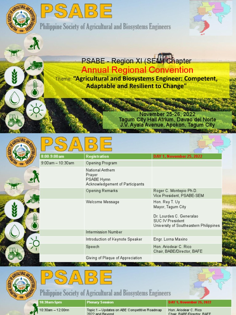 PSABE SEM Region XI Convention Program - PPTX 5 | PDF