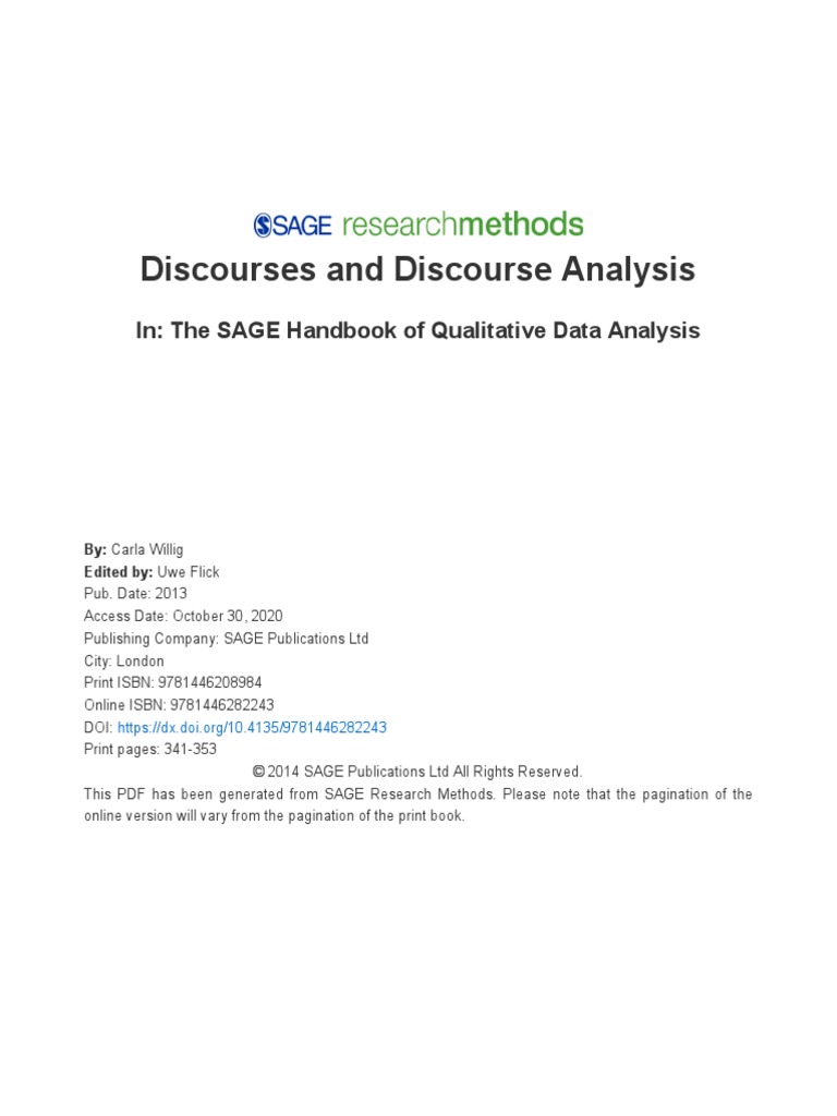 Discourses and Discourse Analysis | PDF | Discourse | Experience