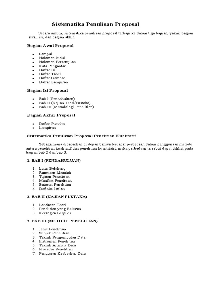 Sistematika Penulisan Proposal | PDF