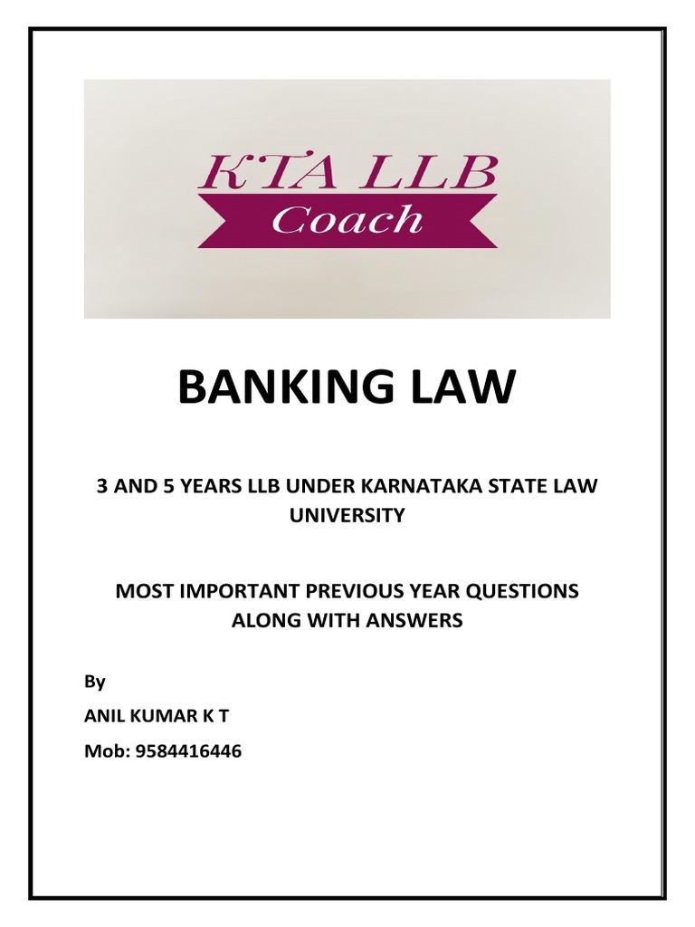 Banking Law KSLU Notes Grand Final | PDF | Negotiable Instrument ...
