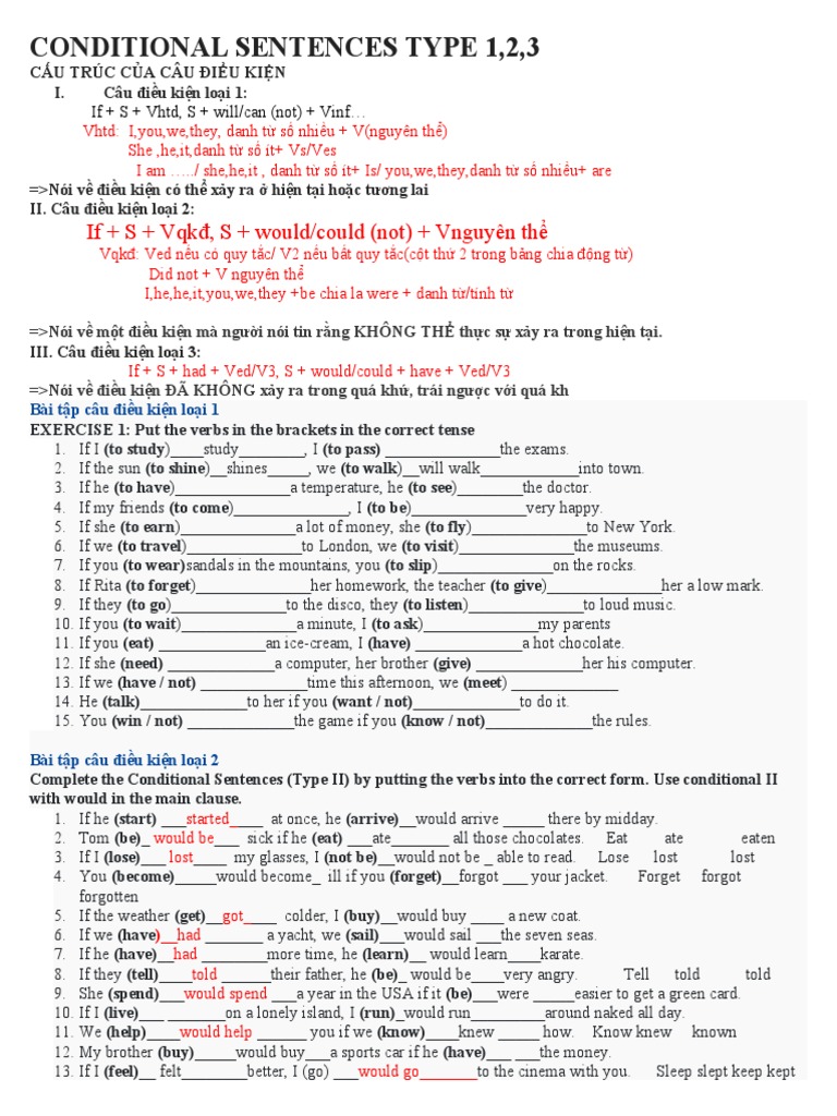 Conditional Sentences Type 1,2,3 | PDF