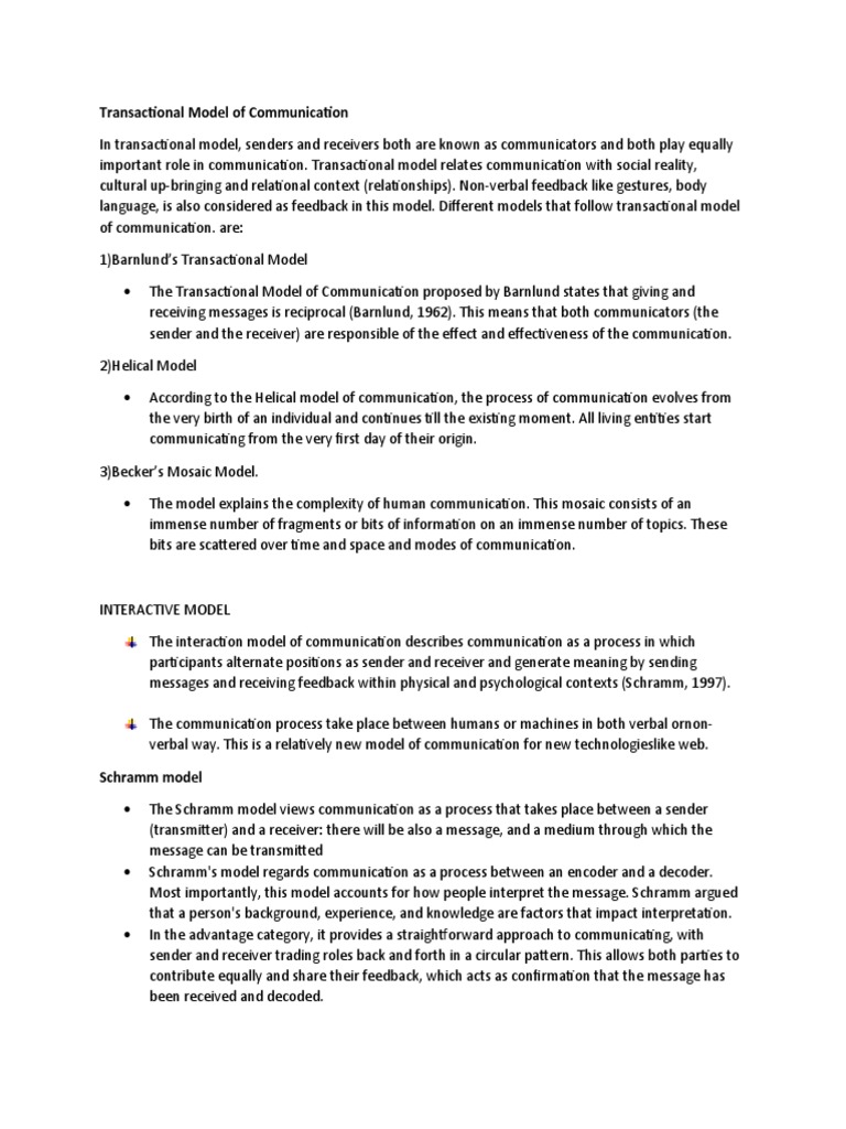 Understanding the Transactional Model of Communication and its Key Elements | PDF ...