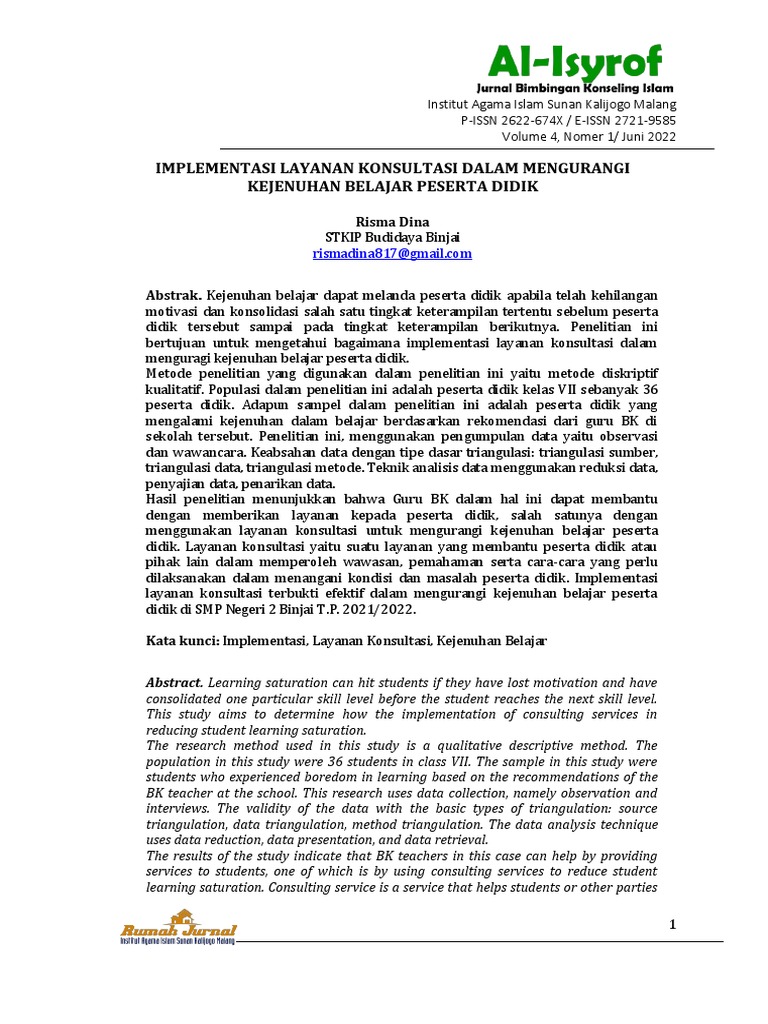 Admin,+1 +Jurnal+Risma+Dina+Al-Isyrof+BKI+IAI+Sunan+Kalijogo+Malang | PDF | Karier ...
