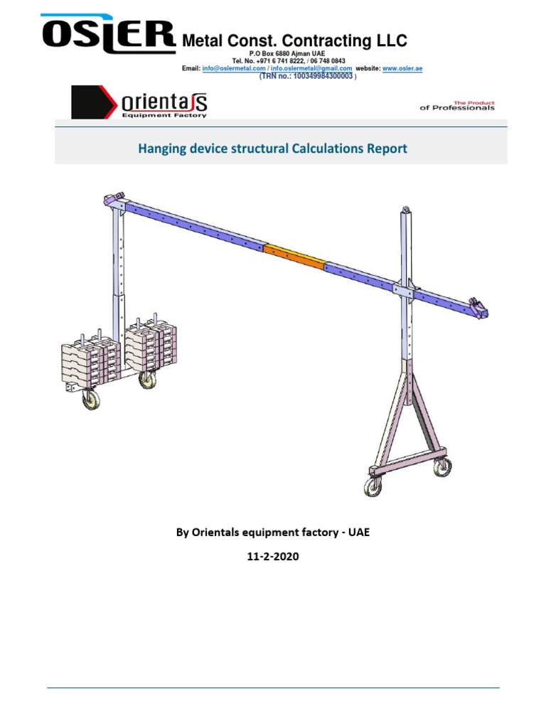 Hanging Device Structural Report | PDF | Strength Of Materials | Young ...
