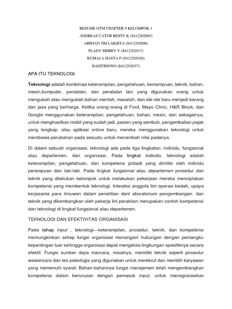 Otm Bab 9 Kelompok 1 | PDF