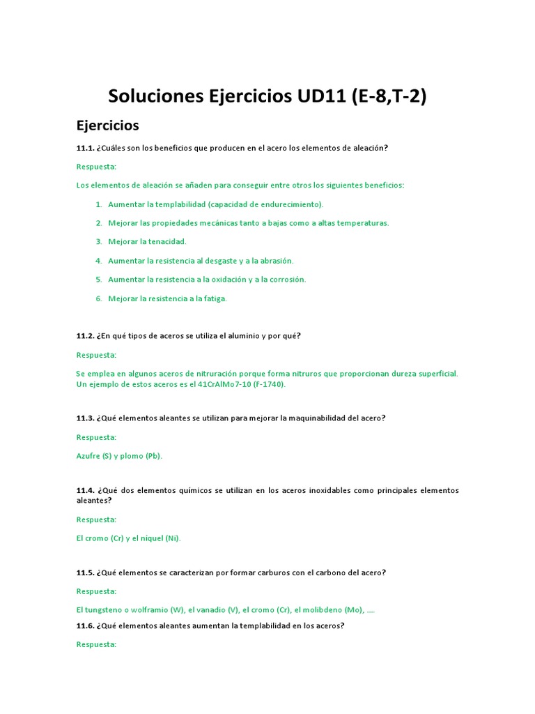 Soluciones UD11 | PDF | Acero inoxidable | Cobre