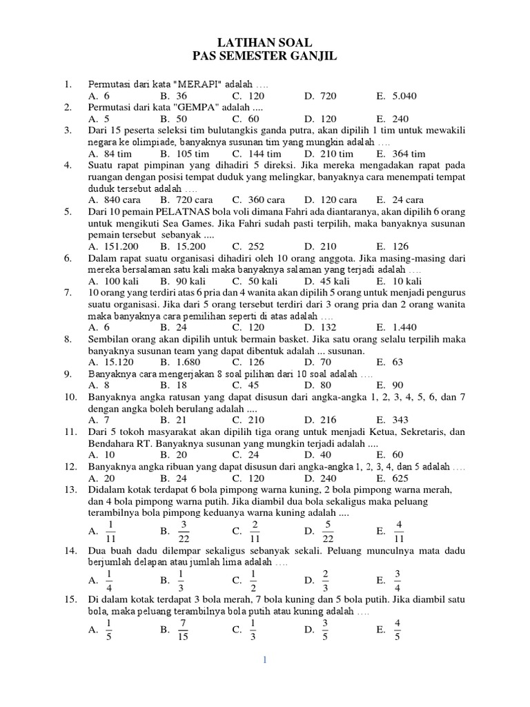 Latihan Soal Pas Mat KLS Xii | PDF
