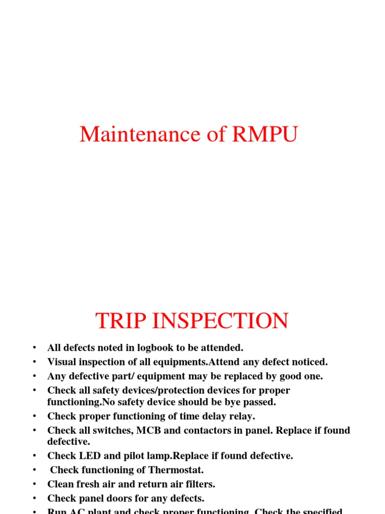 RMPU Maintenance Guidelines and Schedule | PDF | Technology & Engineering