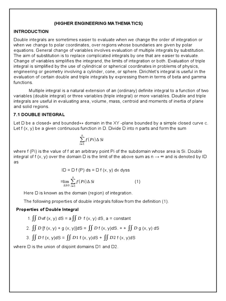 Engineering Mathematics: Double Integrals | PDF