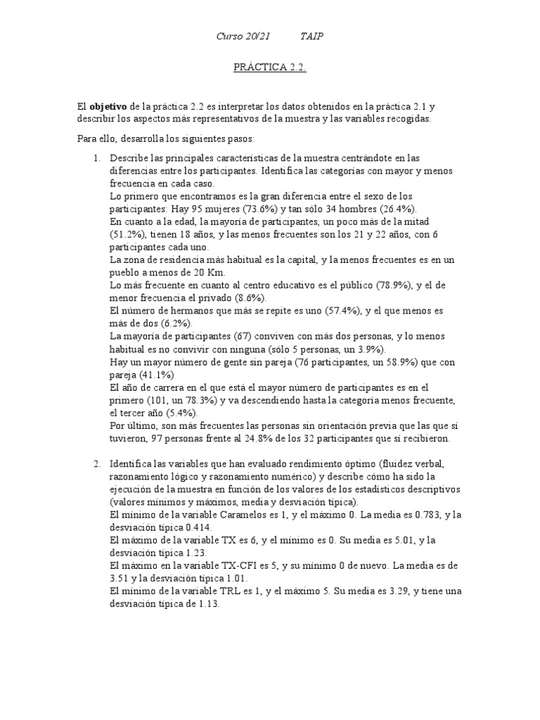 Práctica 2.2, Alejandra Camacho Romero (T2a) | PDF | Desviación Estándar