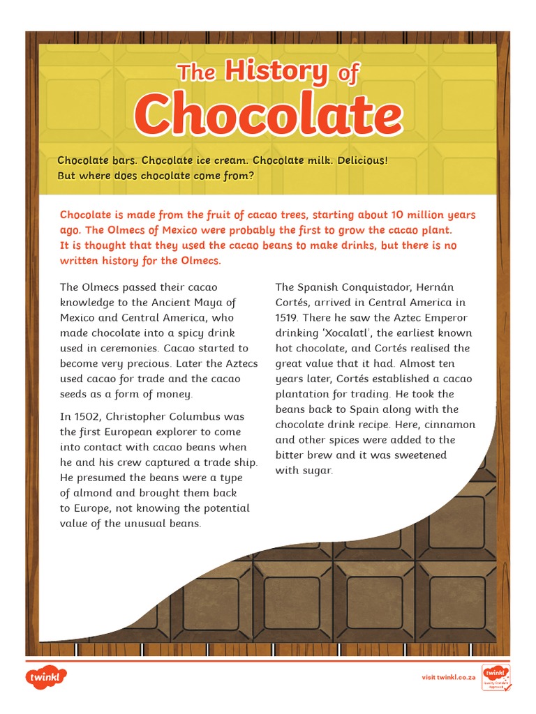 History of Chocolate Comprehension - Ver - 5 | PDF
