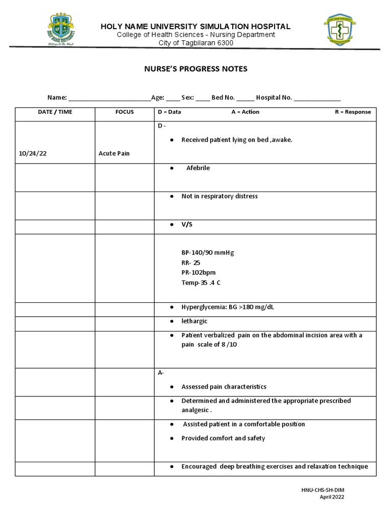Fdar | PDF | Pain Management | Pain