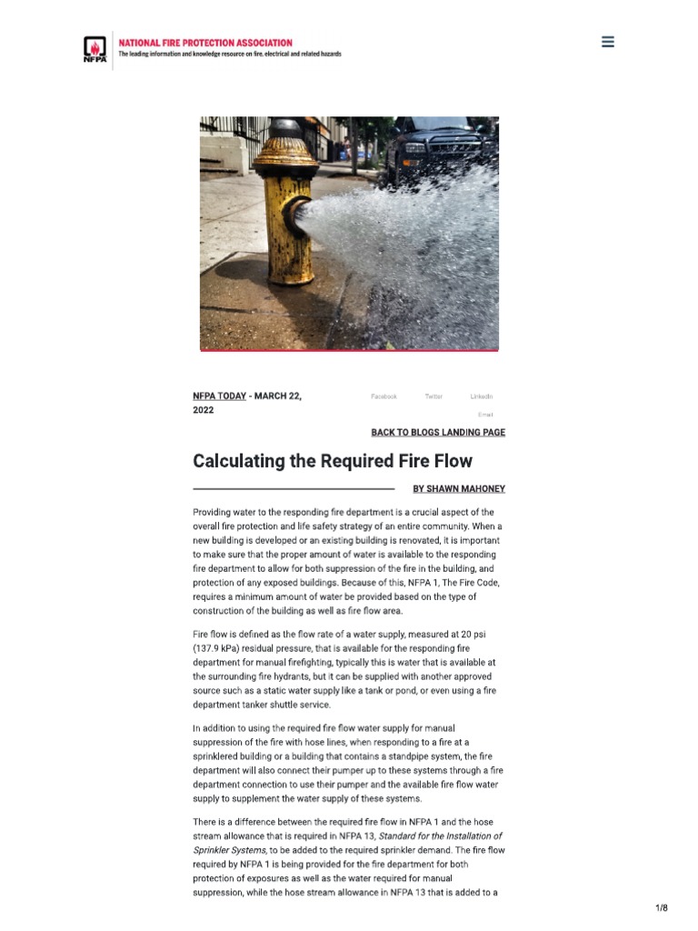NFPA Calculating The Required Fire Flow | PDF